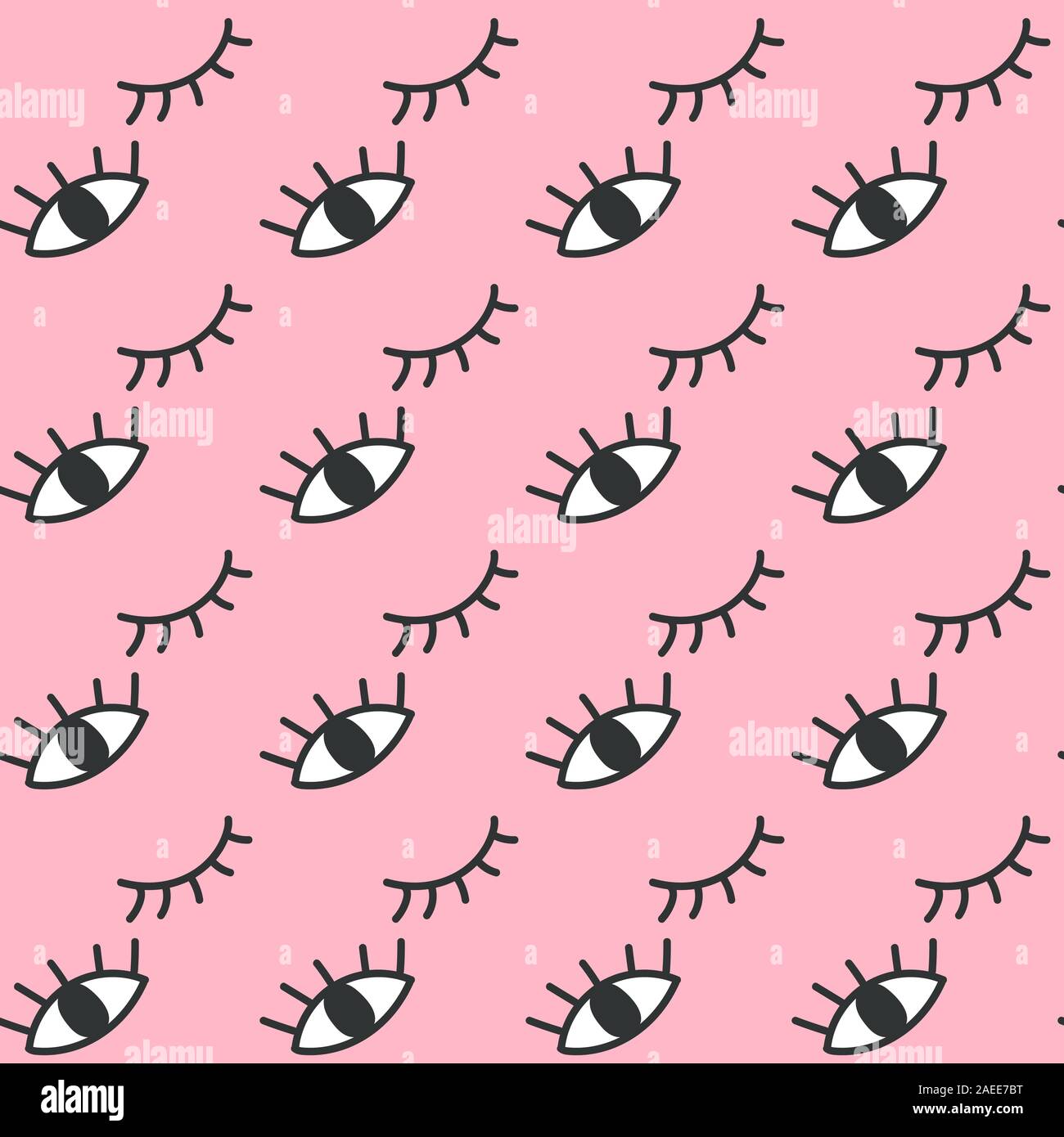 Hand drawn open and winking eyes doodles seamless pattern Stock Vector ...