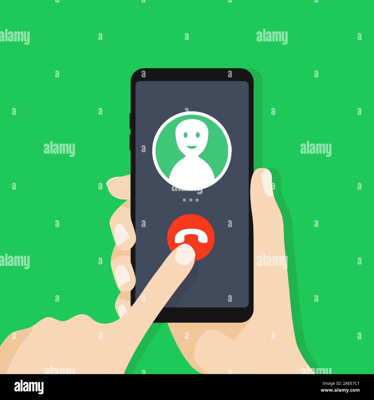 Outgoing call. Hand holding cellphone, finger touching screen Stock ...