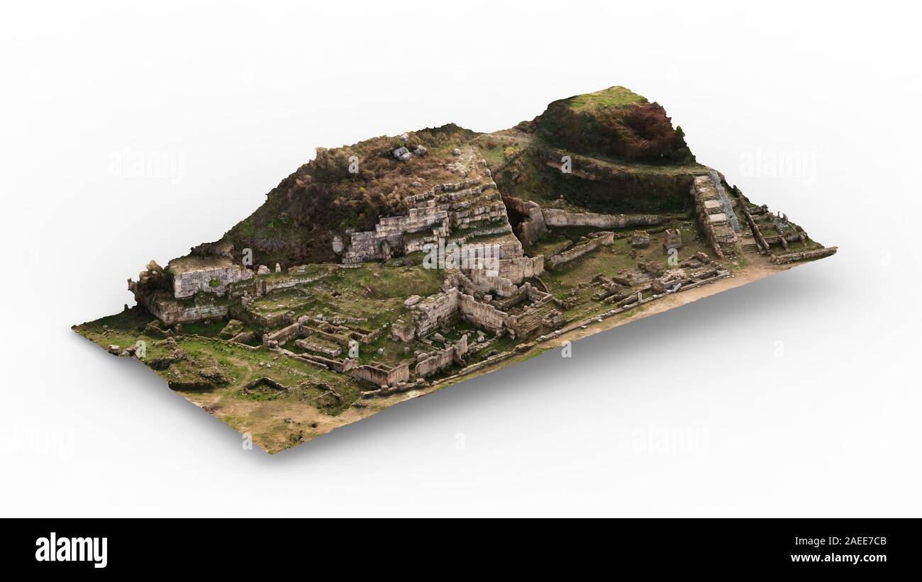 3D historical ancient mountain illustration on solid background 3d ...