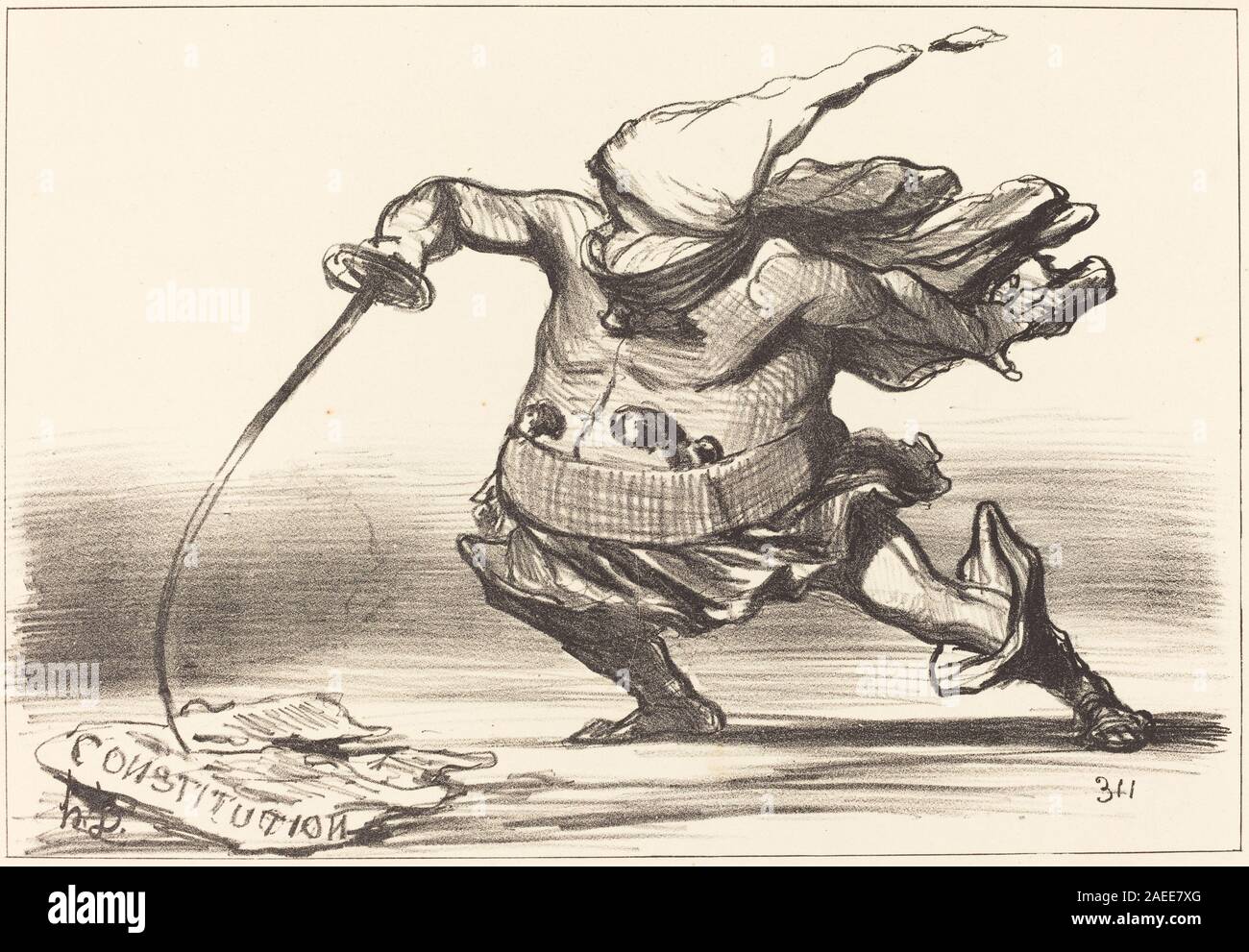 Honoré Daumier, Un Matamore portant une botte, 1851 Un Matamore portant ...