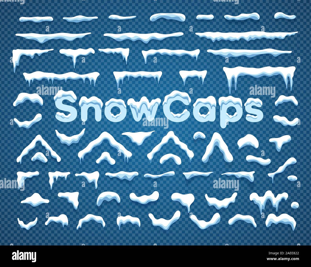 Cartoon snow caps kit flat winter cap with icicles hi-res stock ...