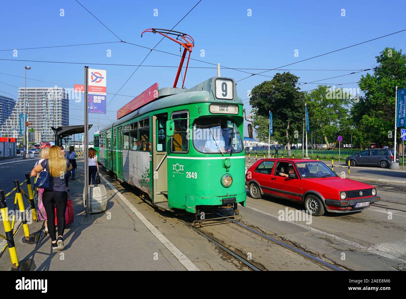 BELGRADE, SERBIA -18 JUN 2019- View of a street tram in Belgrade ...