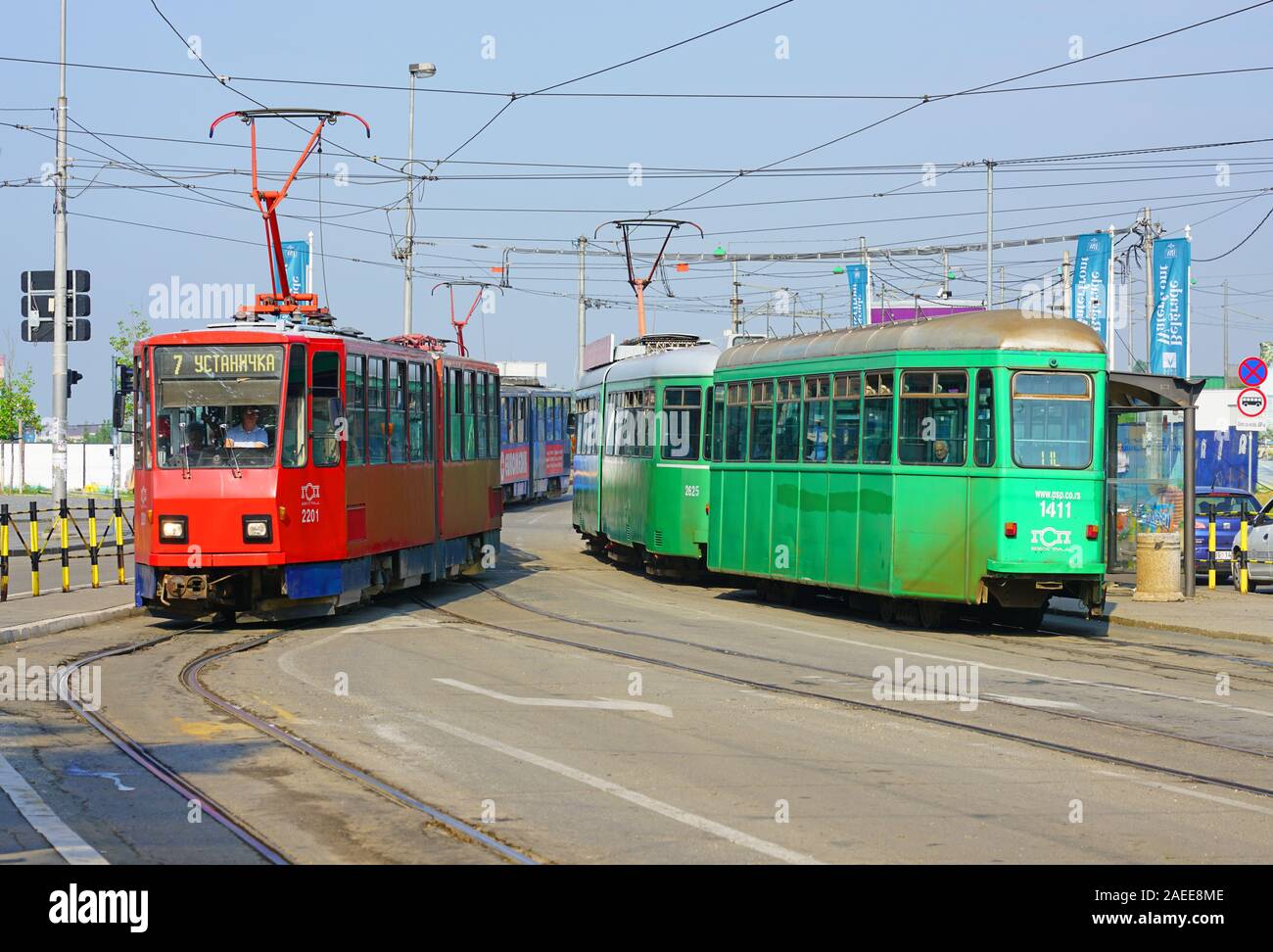 BELGRADE, SERBIA -18 JUN 2019- View of a street tram in Belgrade ...