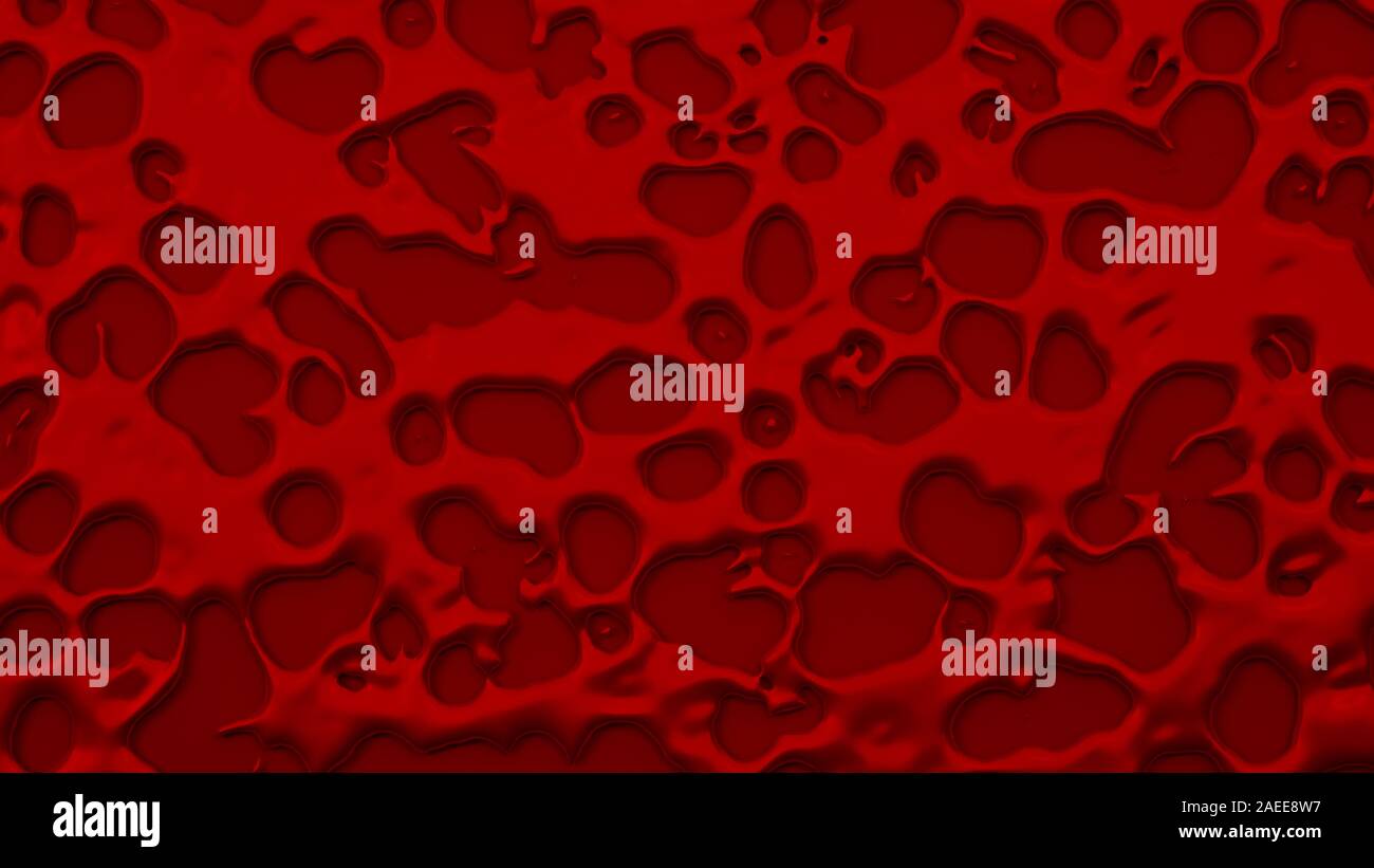 Red abstract, three-dimensional background with flowing fluid flowing ...