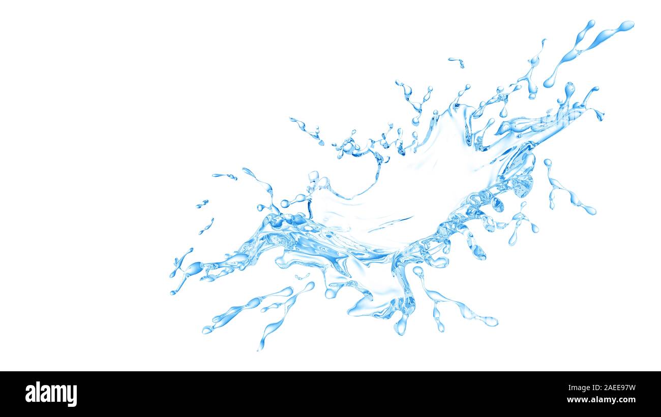 Transparent, isolation splash water splash on a white background blue ...