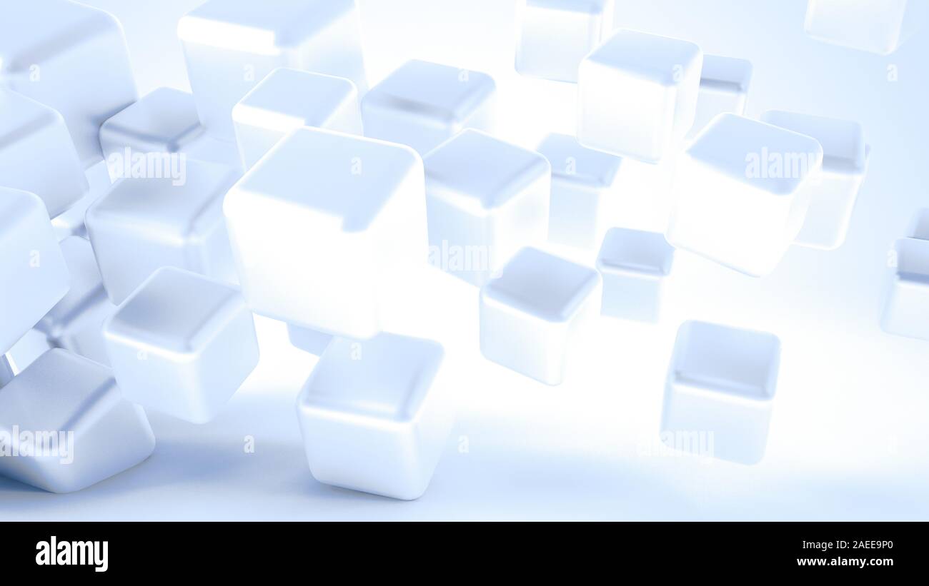 White, glowing, light 3d background with geometrical shapes. 3d ...