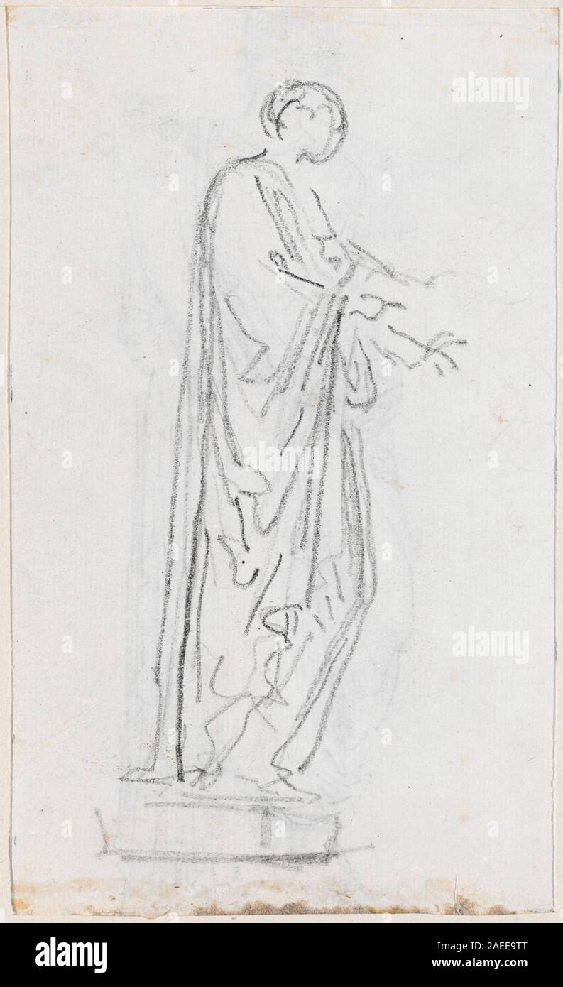 Statue of a Roman Woman, by Hubert Robert, probably 1754-1765, depicts ...
