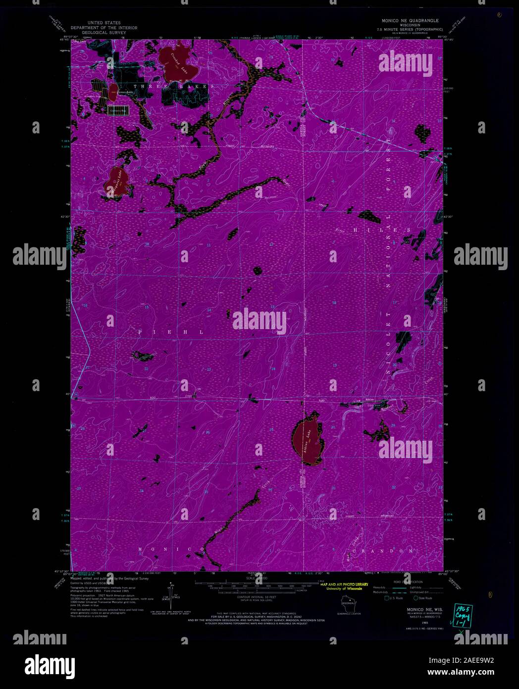 WI Monico NE 700177 1965 24000 Inverted Restoration Stock Photo - Alamy