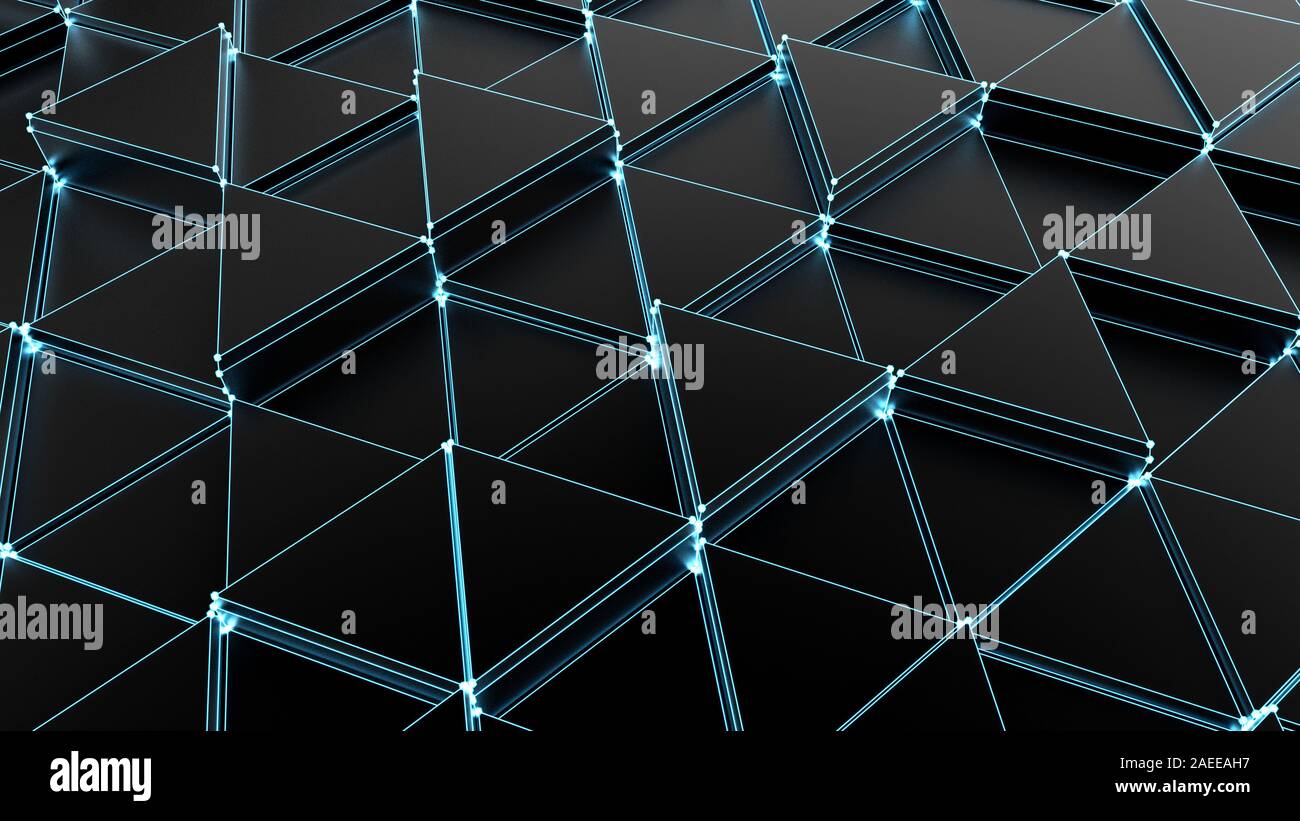 Black crystal geometric background with glow. 3d rendering, 3d ...