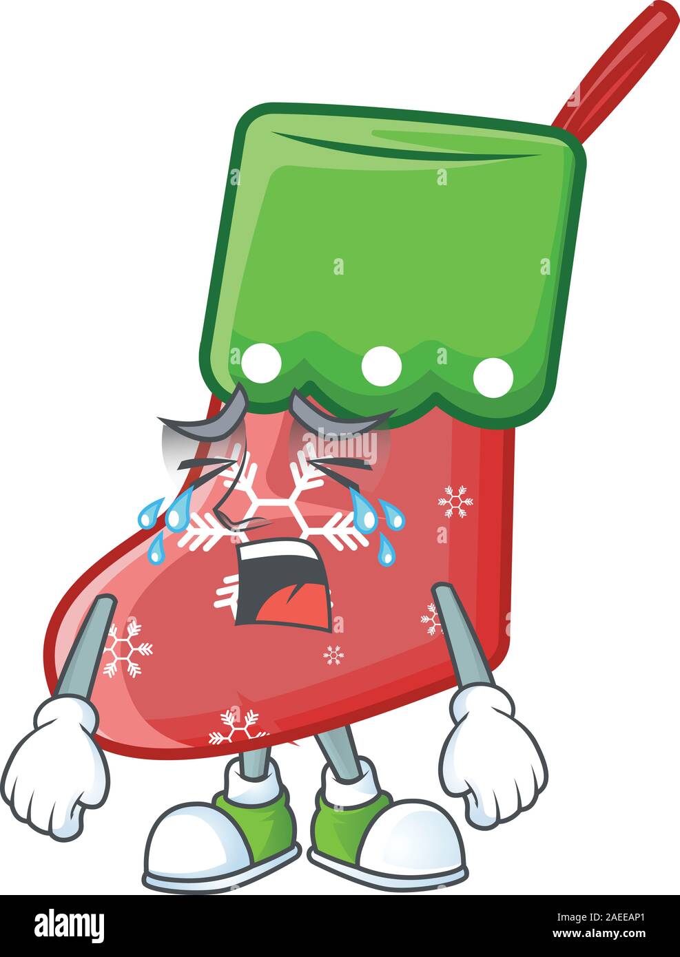 Sad Crying santa socks cartoon character design style Stock Vector ...