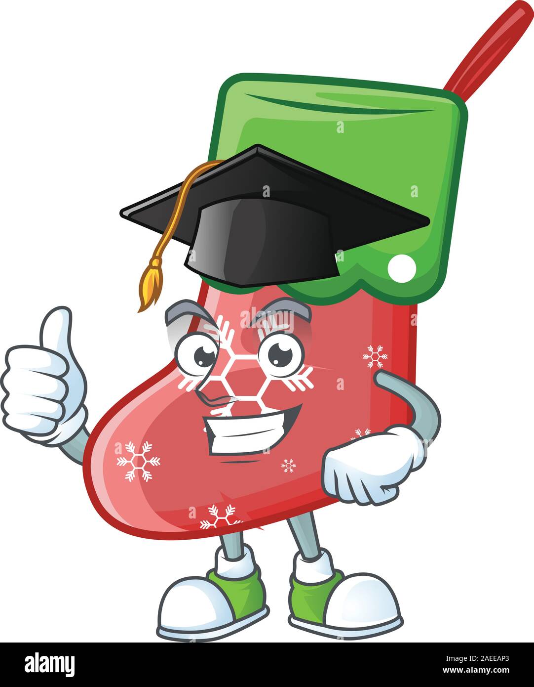 Happy santa socks wearing a black Graduation hat Stock Vector Image ...