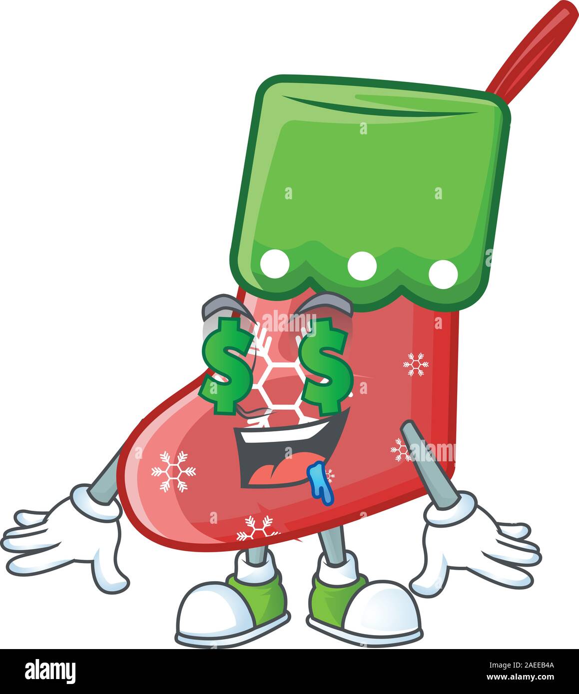 Santa socks with Money eye cartoon character design Stock Vector Image ...
