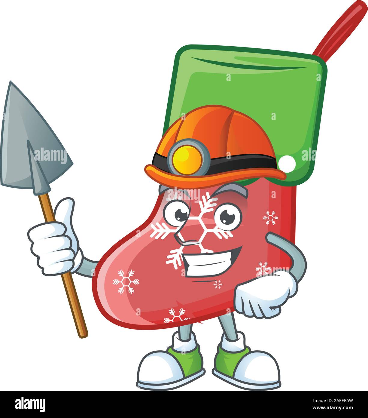 Cool Miner santa socks cartoon mascot design style Stock Vector Image ...