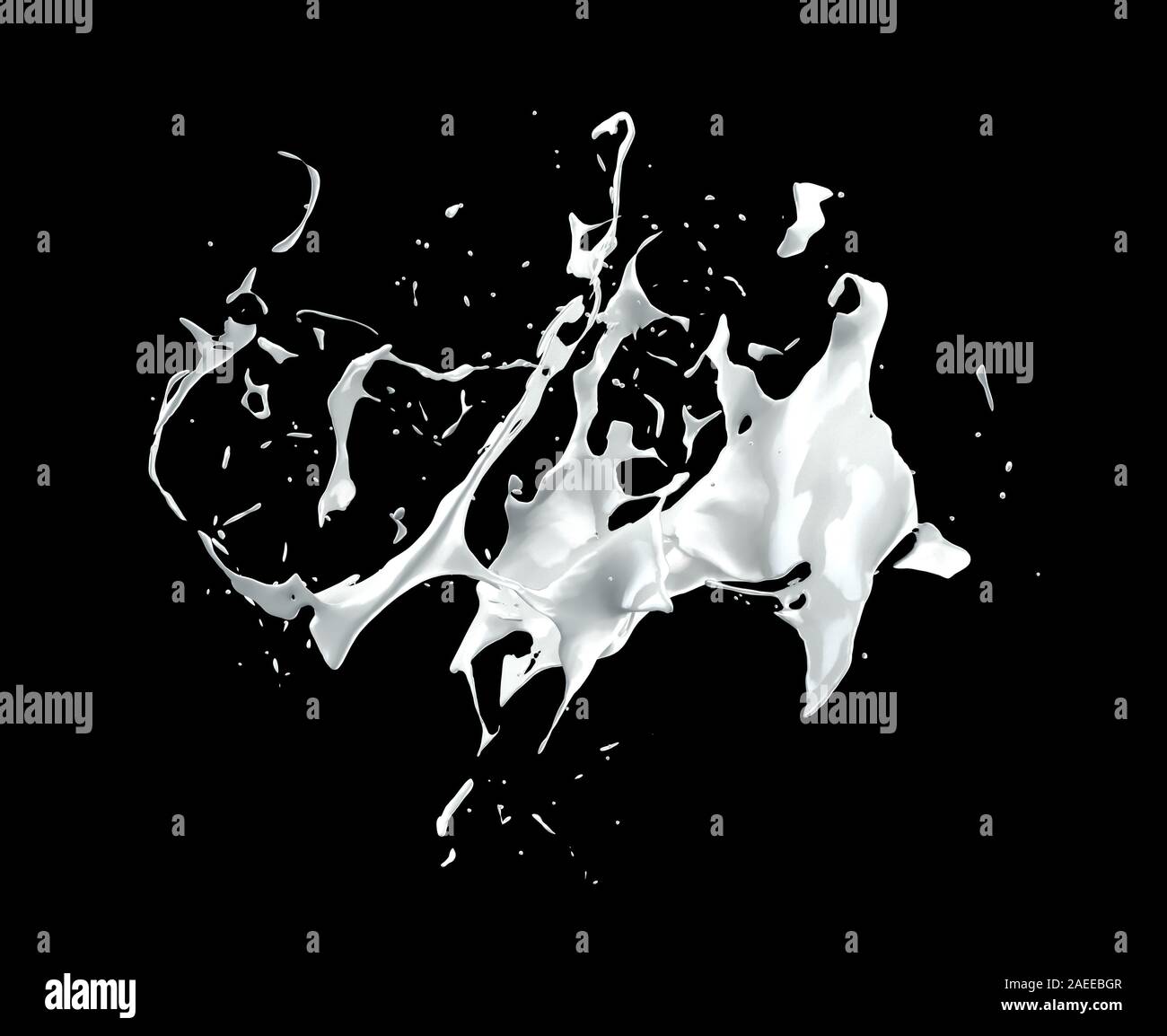 White splash isolated black background. 3d rendering, 3d illustration ...
