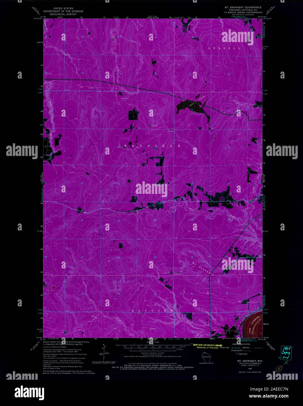 WI Mt Ashwabay 700185 1964 24000 Inverted Restoration Stock Photo - Alamy