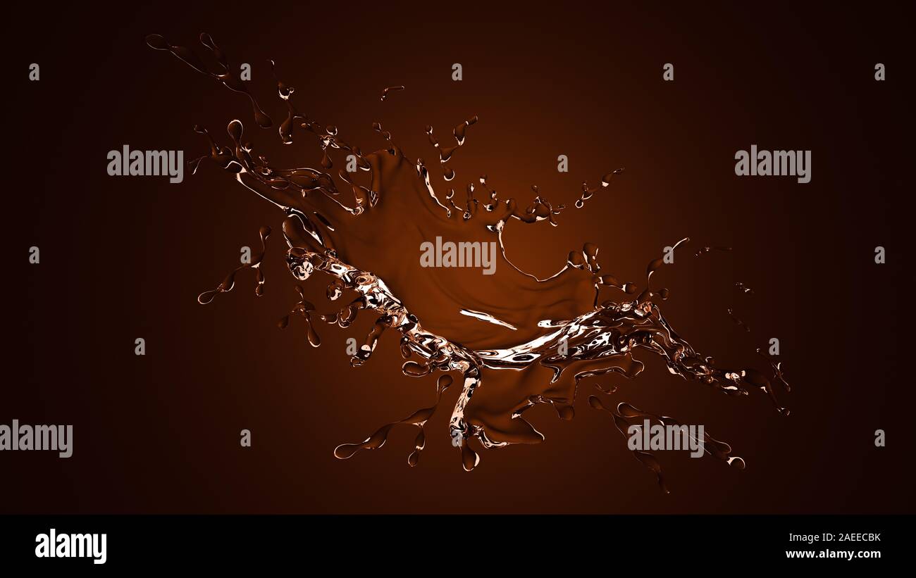 The isolated red splash in the water with splashes and drops on a black ...