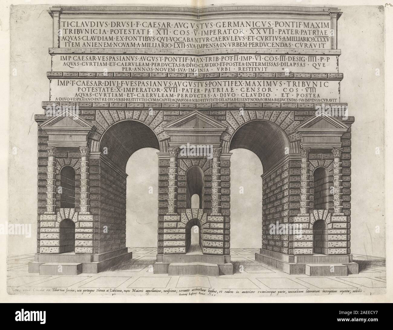 Italian painting from 1549 depicting the Arch of the Claudian Aqueduct ...