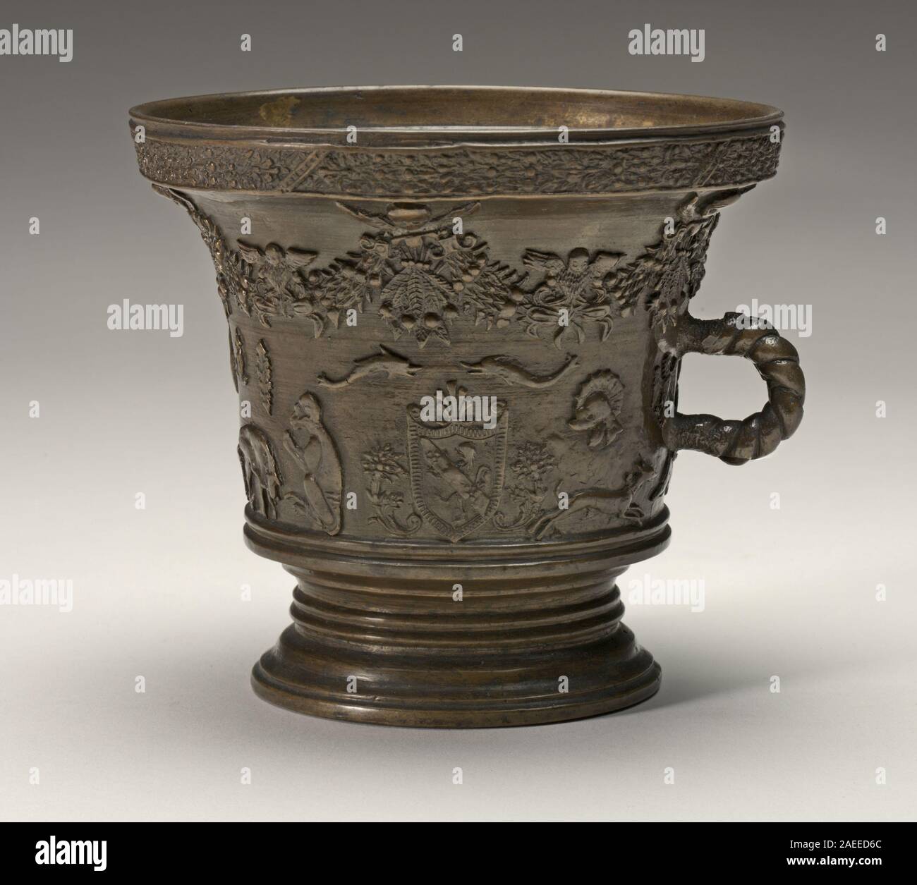 An early 16th-century Italian mortar featuring animal motifs, festoons ...