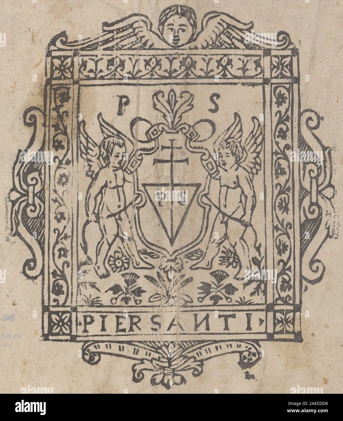 Italian 16th Century, Two Putti with Shield Inscribed Pier Santi, 16th ...