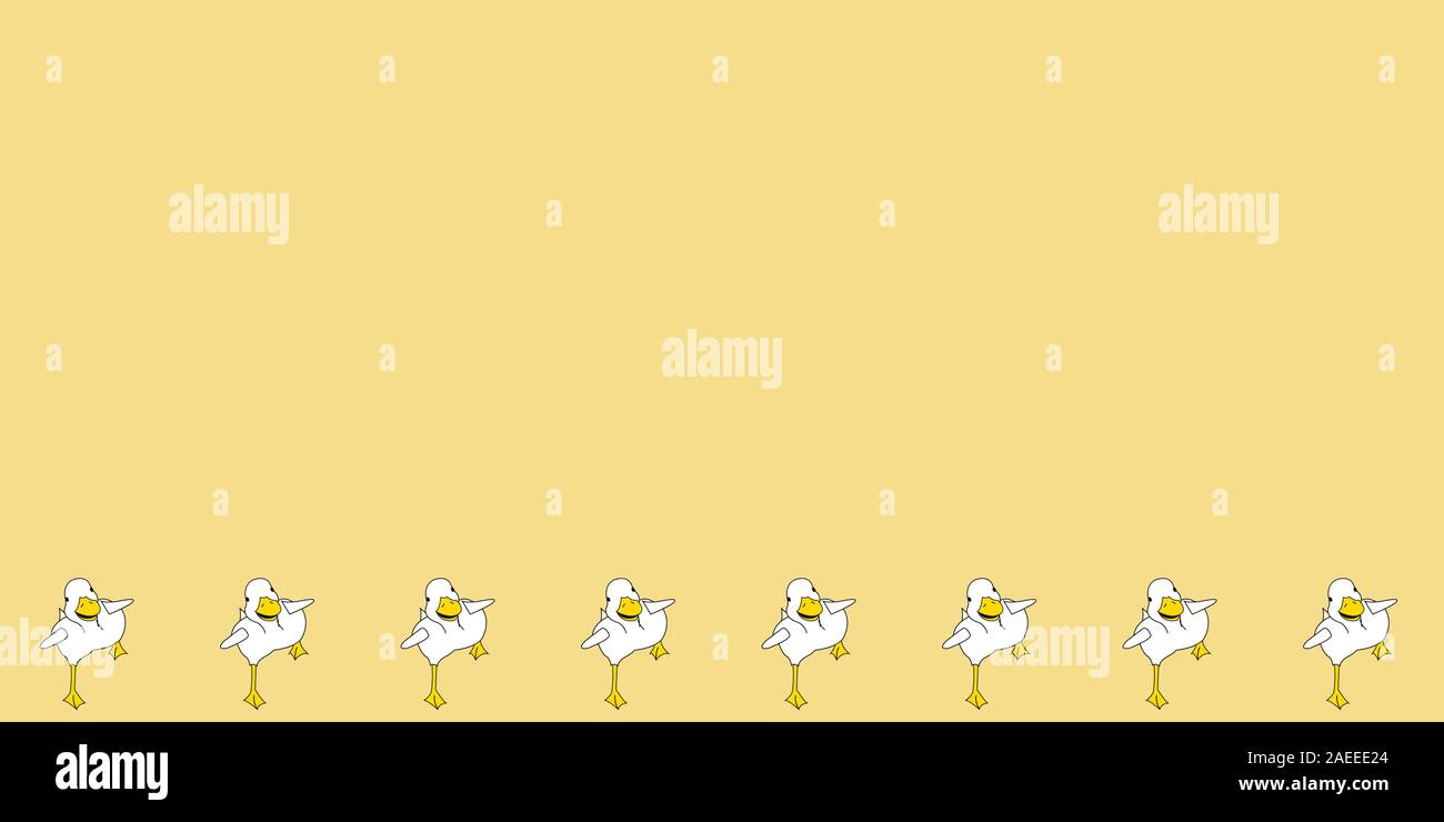 Ducks running vector pattern seamless border background on yellow ...