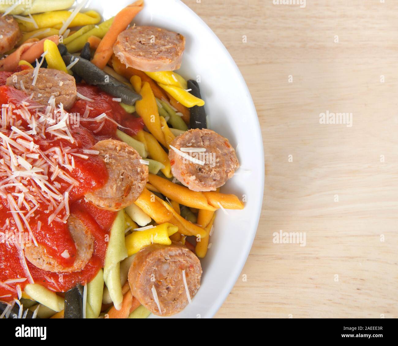 Close up dish vegetable pasta, orange, green, yellow, covered in ...