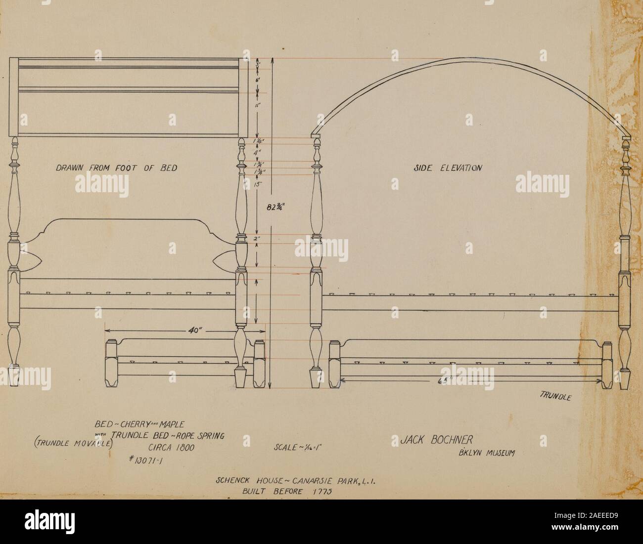 A bed and trundle bed designed by Jack Bochner, 1935-1942, showing ...