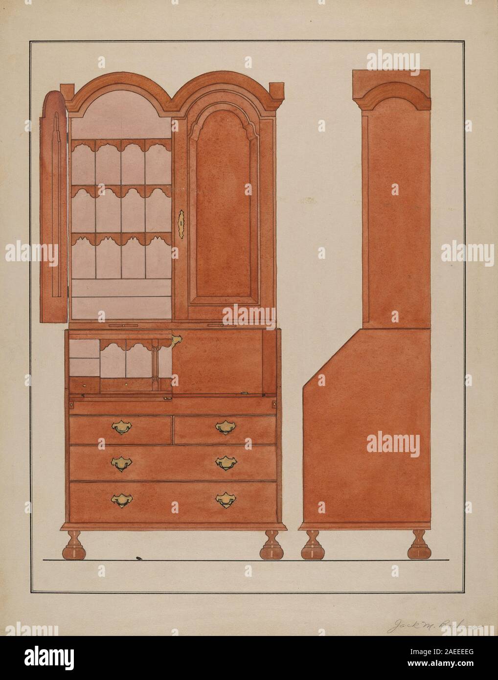 Jack Bochner, Block Front Desk with Cabinet Top, 1935-1942 Block Front ...