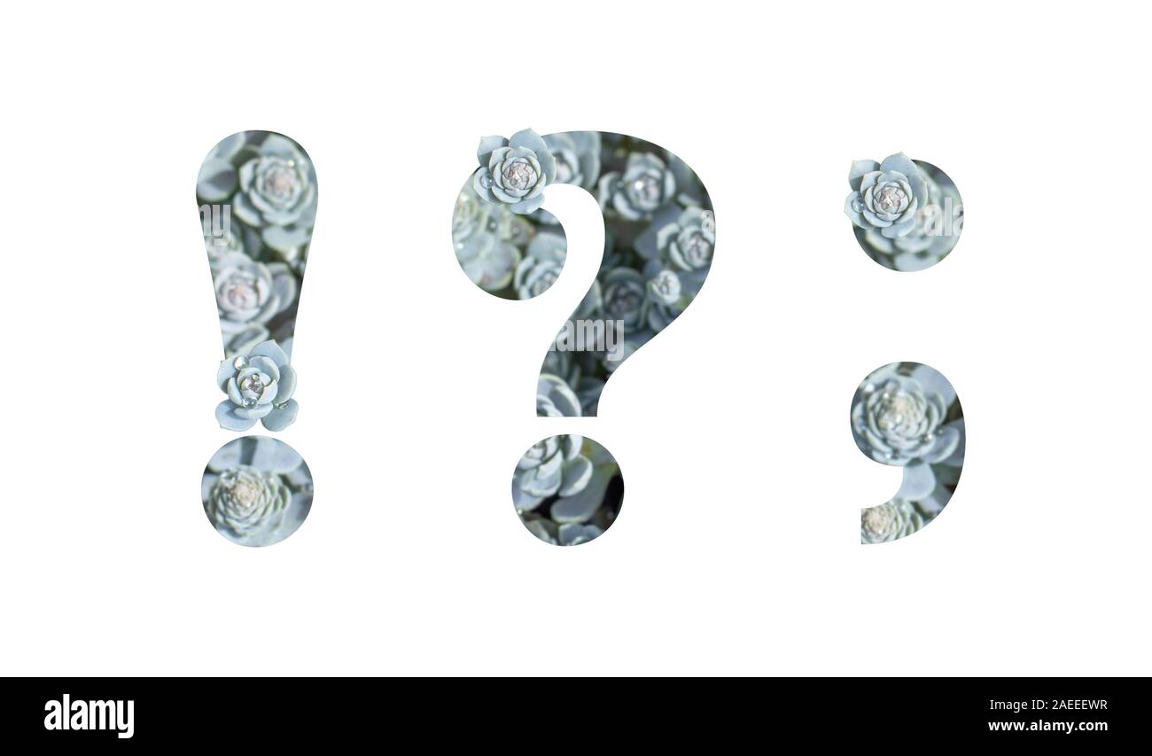 Punctuation marks, exclamation point, question mark, comma, alphabet ...