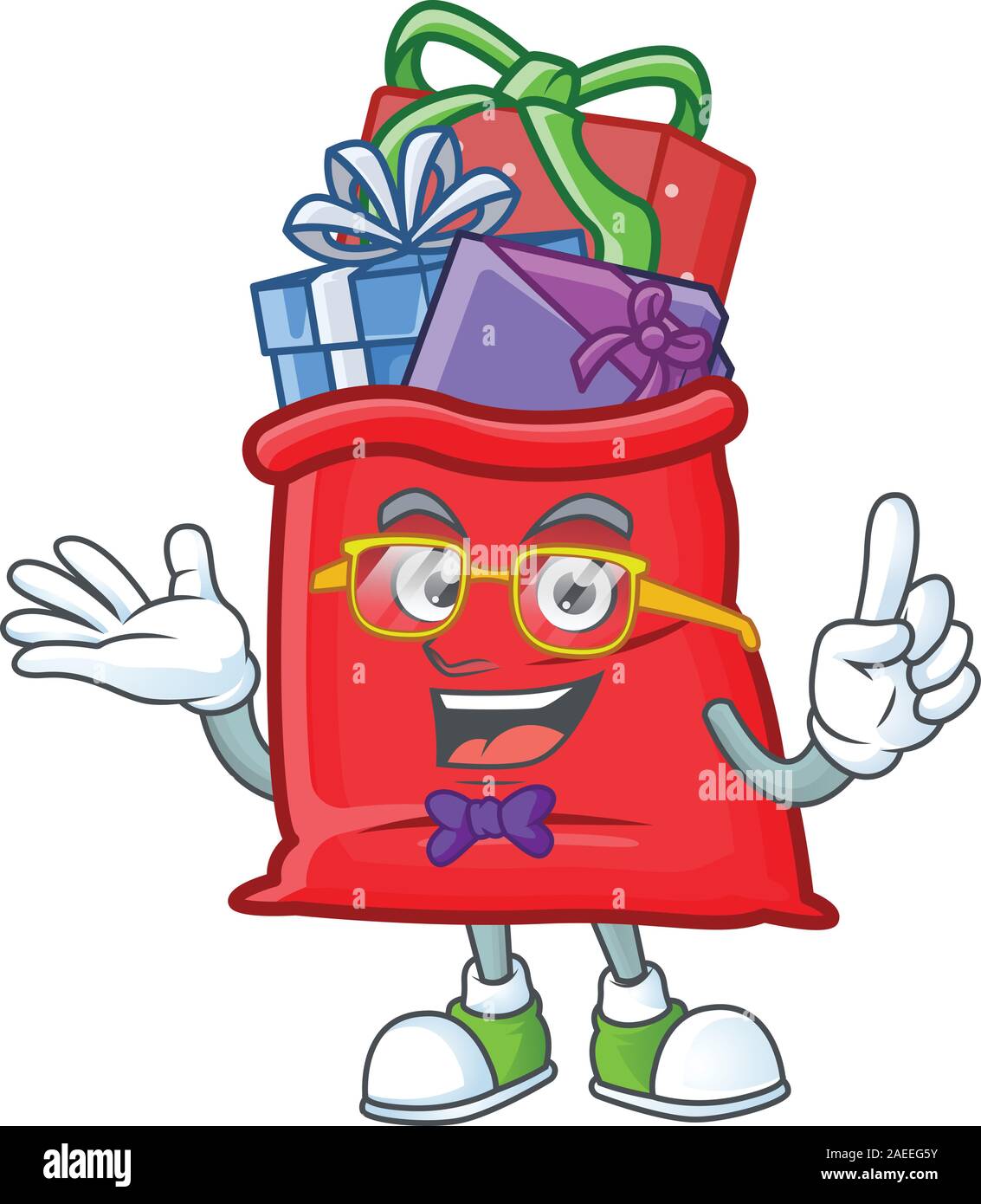 Super Funny Geek smart santa bag full of gift mascot cartoon style ...