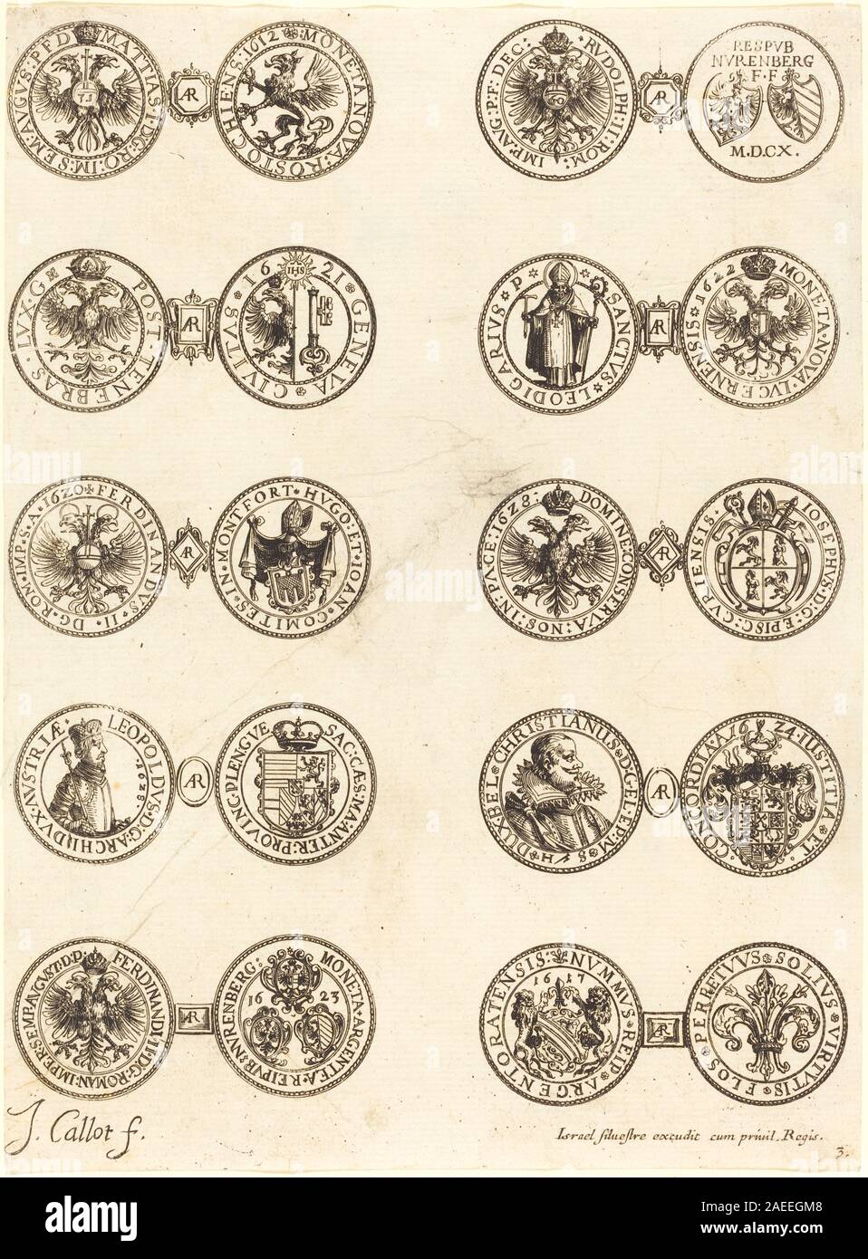 This etching by Jacques Callot, titled Coins (plate 3), depicts coins ...