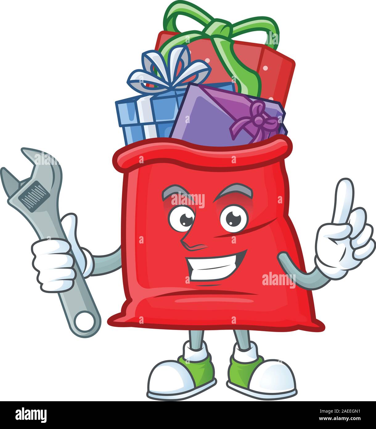 Professional Mechanic santa bag full of gift mascot cartoon character ...