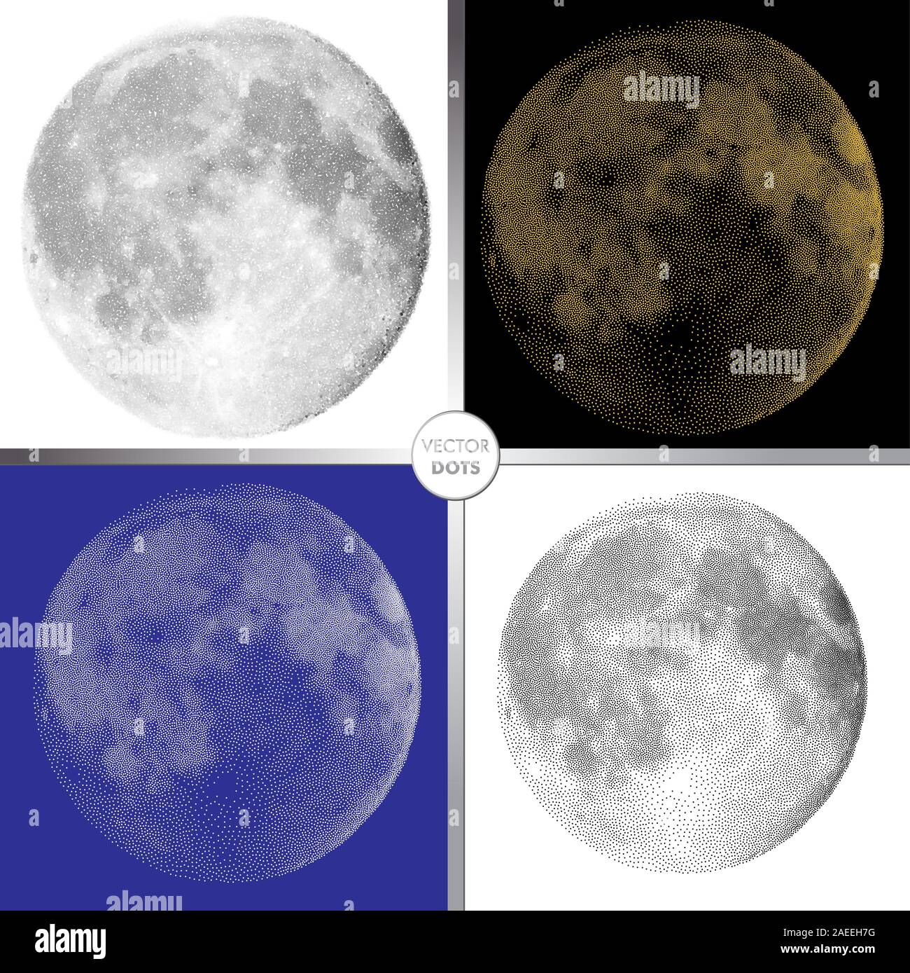 Moon vector collection. Space dotted illustrations Stock Vector Image ...