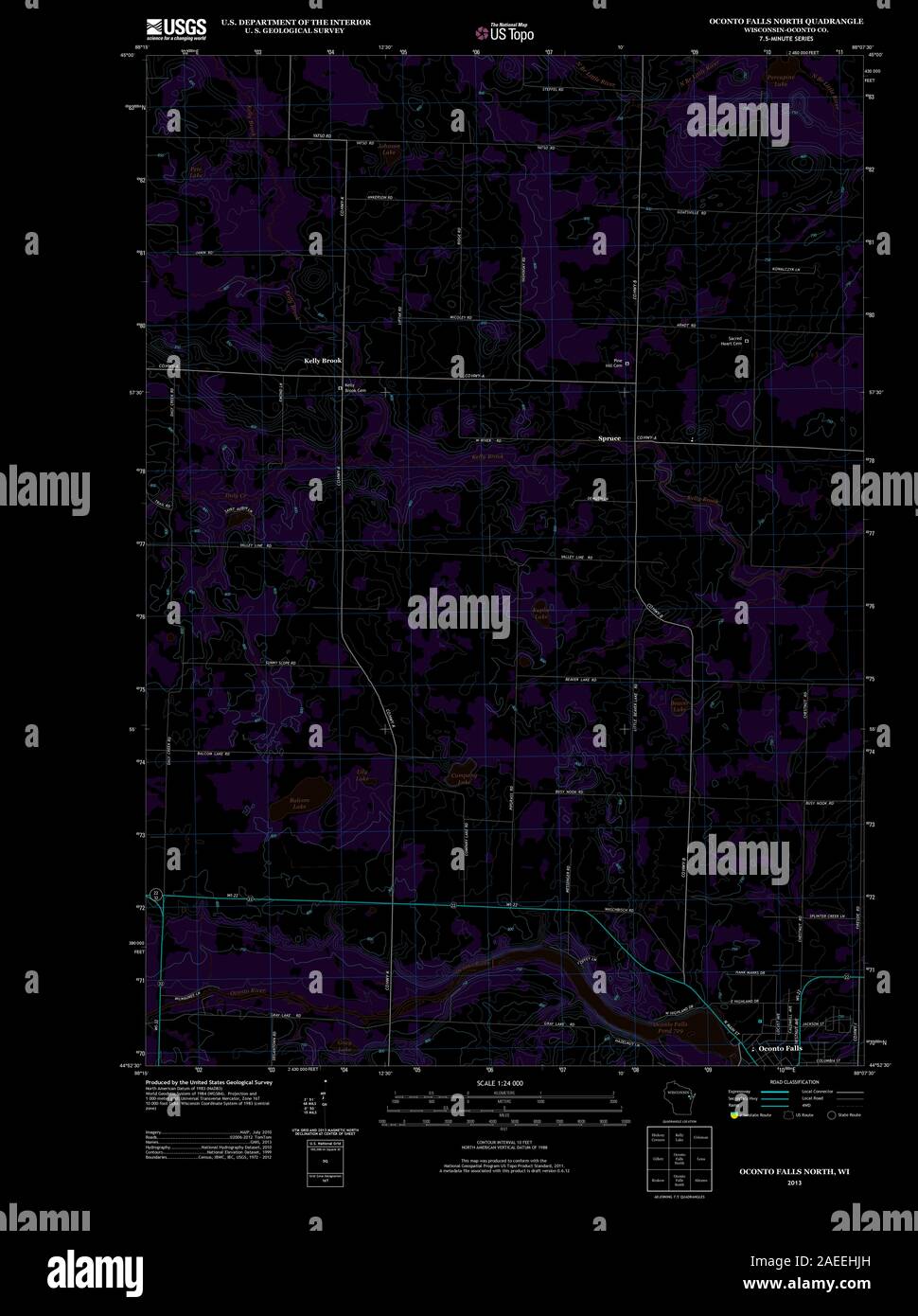 Map of oconto falls hi-res stock photography and images - Alamy