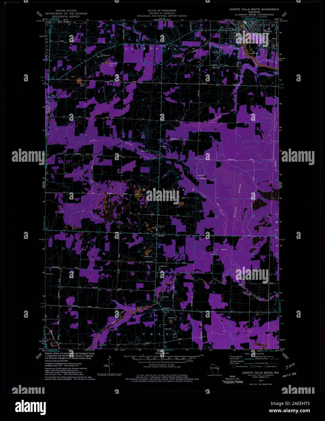 Map of oconto falls hi-res stock photography and images - Alamy