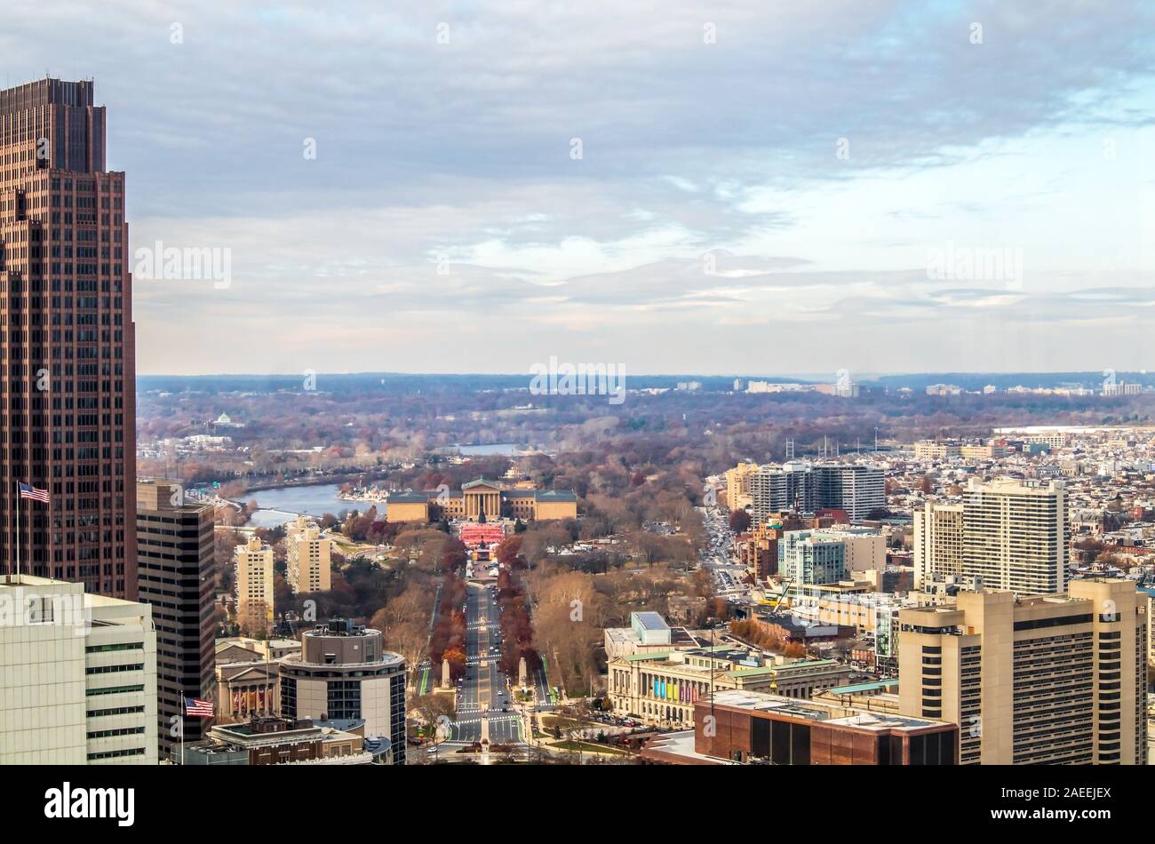Philadelphia, Pennsylvania. City rooftop view with urban skyscrapers on ...