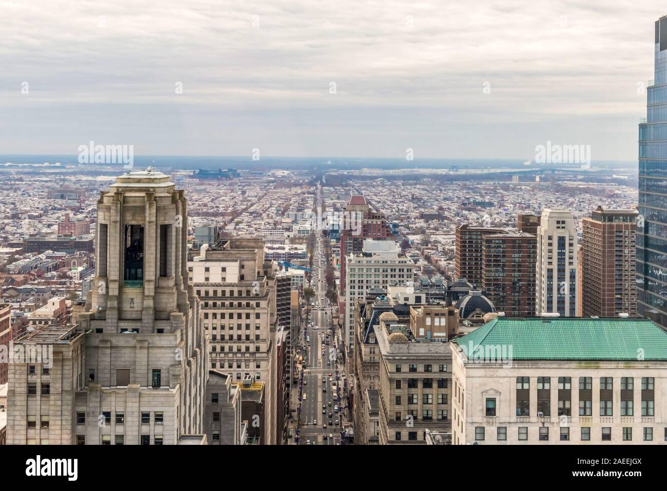 Philadelphia, Pennsylvania. City rooftop view with urban skyscrapers on ...