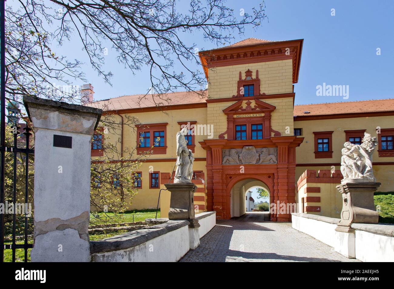 castle with museum, St. Procopius basilica and monastery, town Trebic ...
