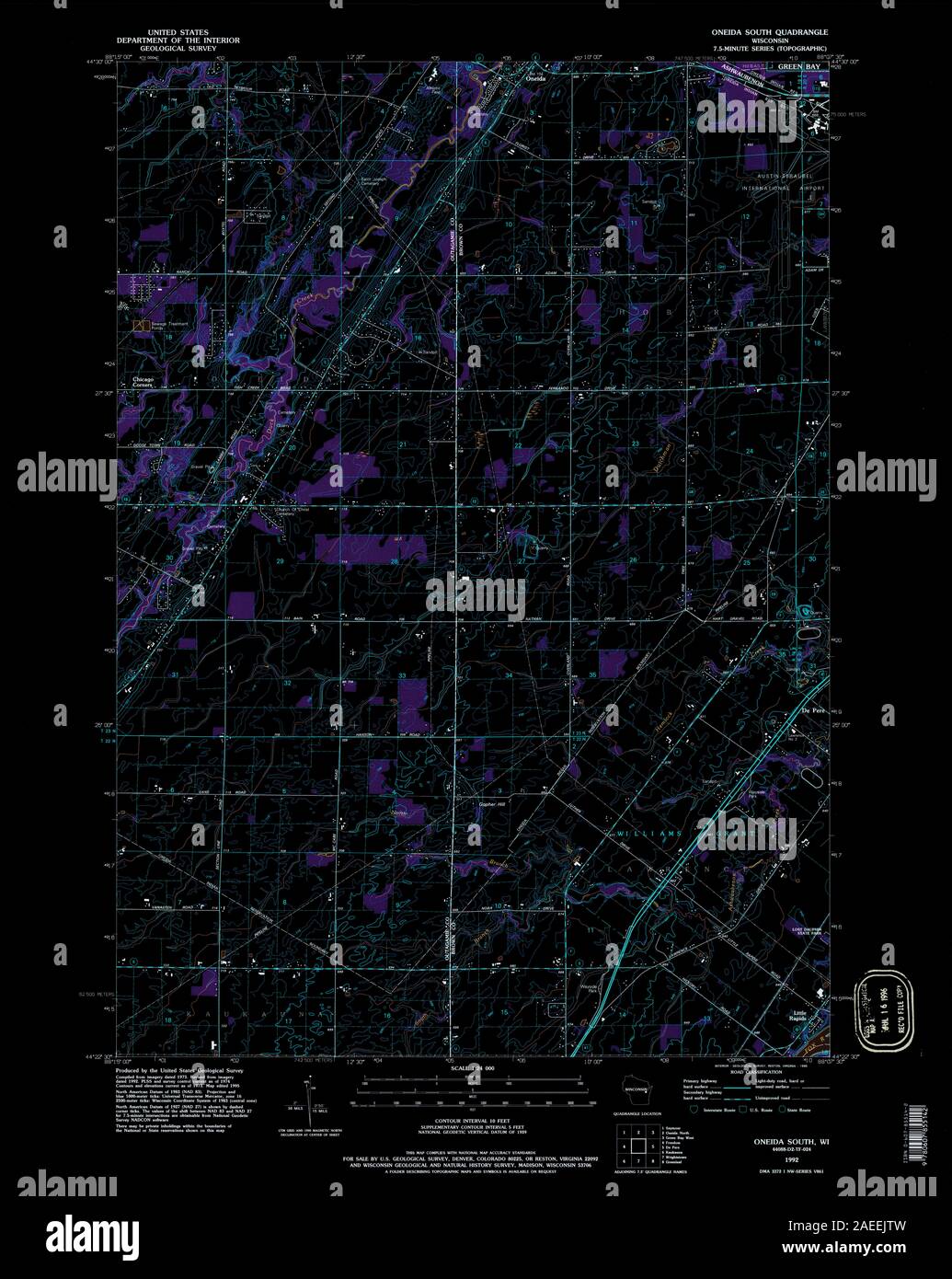 WI Oneida South 800085 1992 24000 Inverted Restoration Stock Photo - Alamy