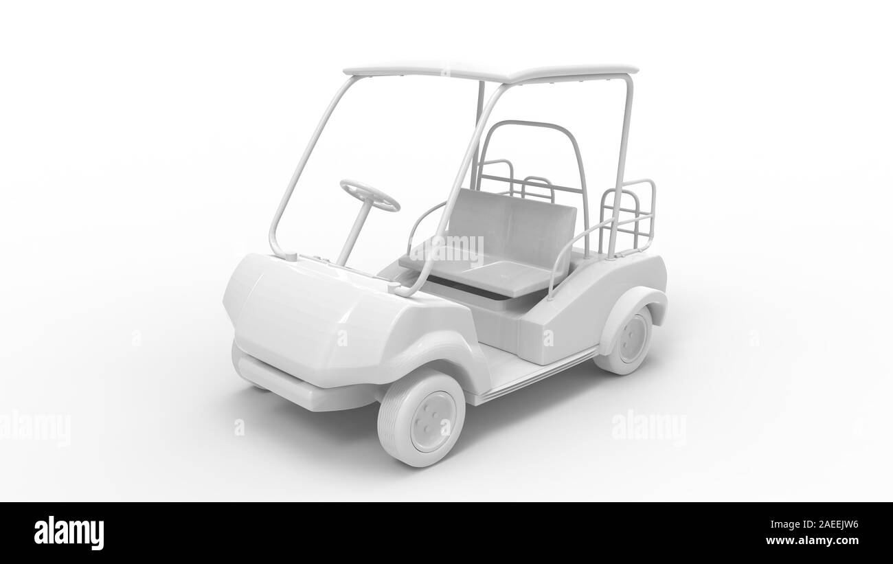 3d rendering of a white golf cart isolated in a studio background Stock ...