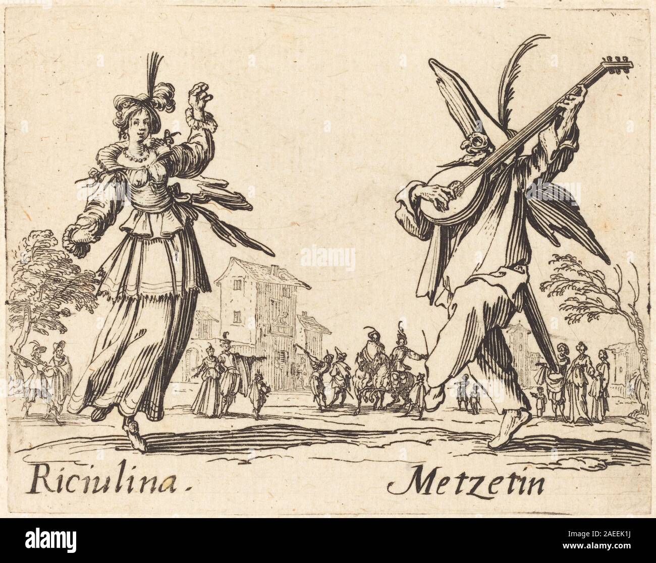 This circa 1622 etching by Jacques Callot depicts Riciulina and ...