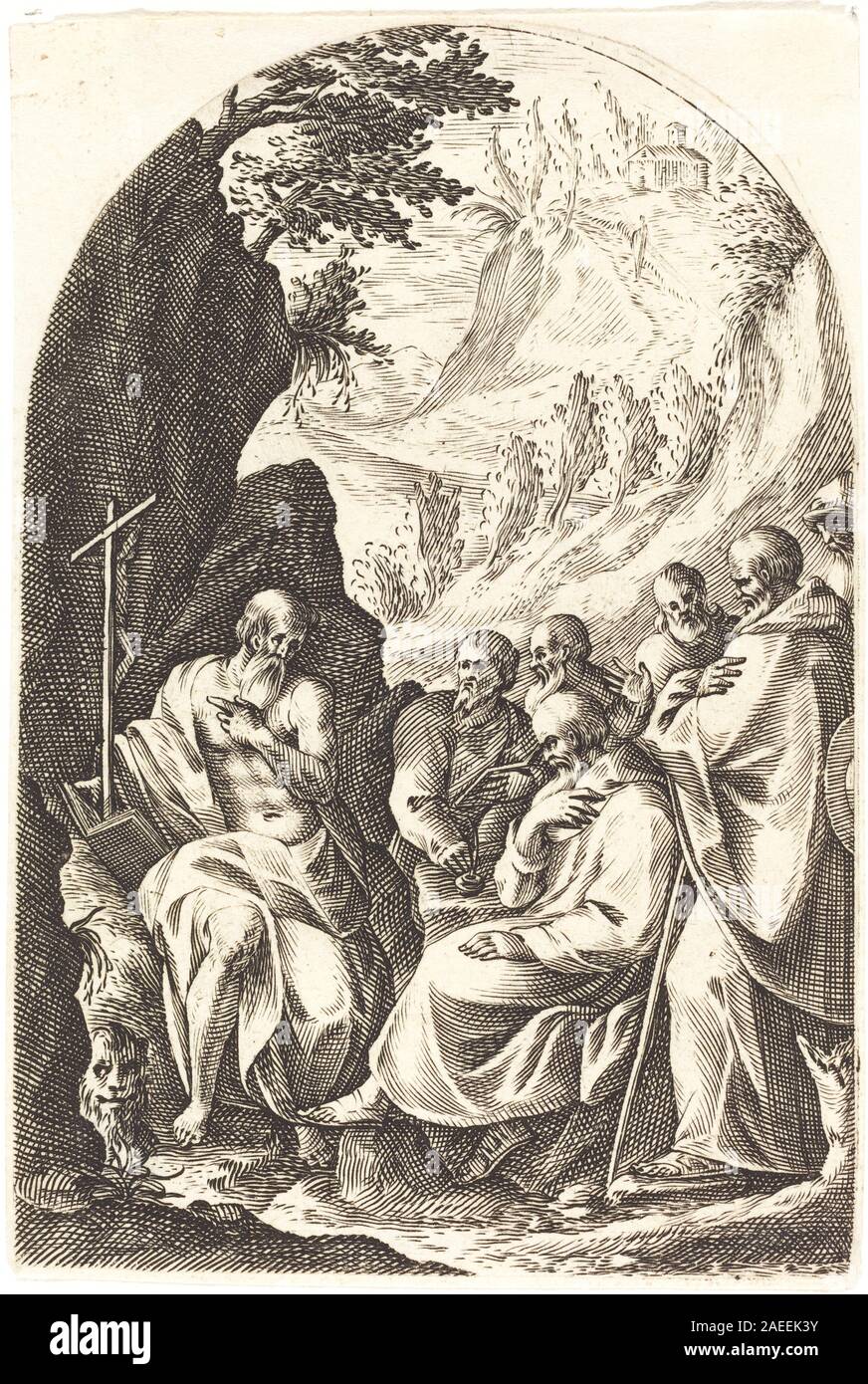 An etching by Jacques Callot depicting Saint Jerome instructing his ...