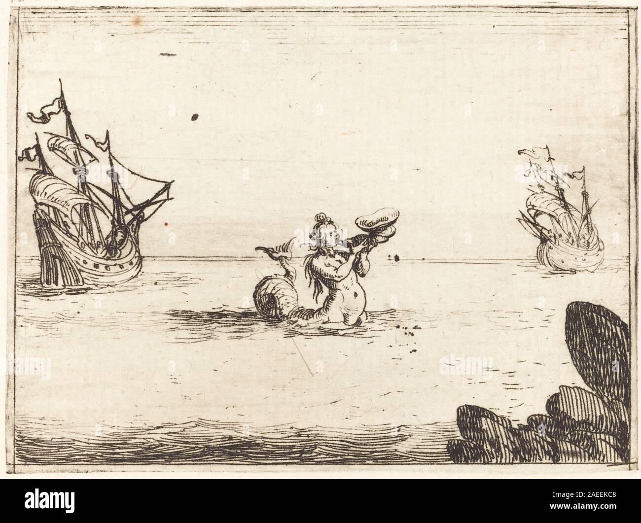 Jacques Callot’s etching 'Siren between Two Ships,' 1628, depicts a ...