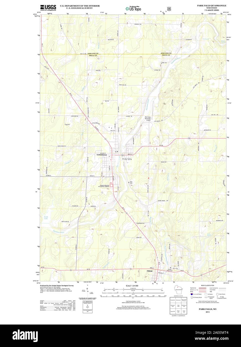 Map of park falls Cut Out Stock Images & Pictures - Alamy