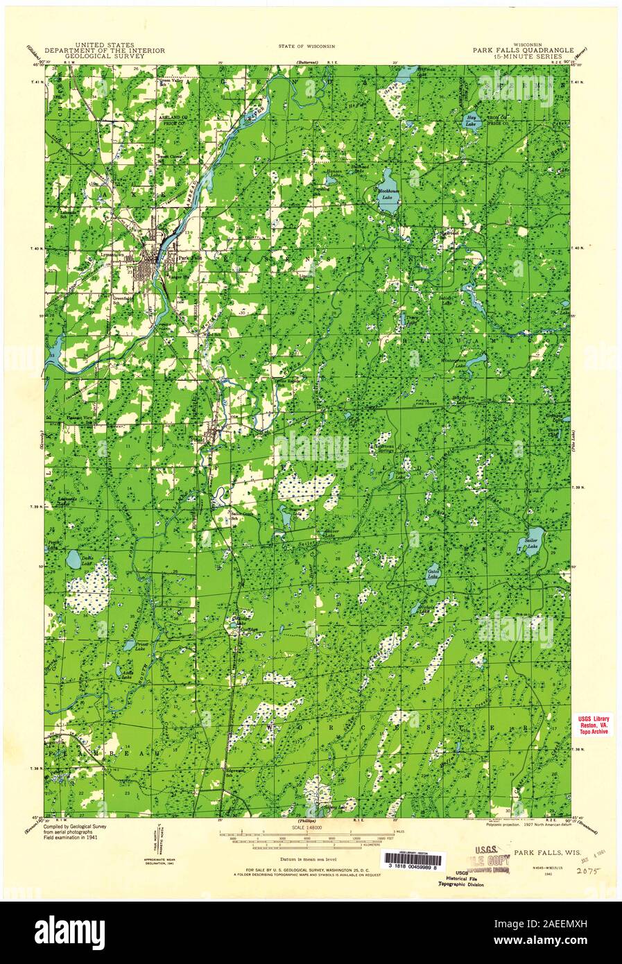 Map of park falls Cut Out Stock Images & Pictures - Alamy