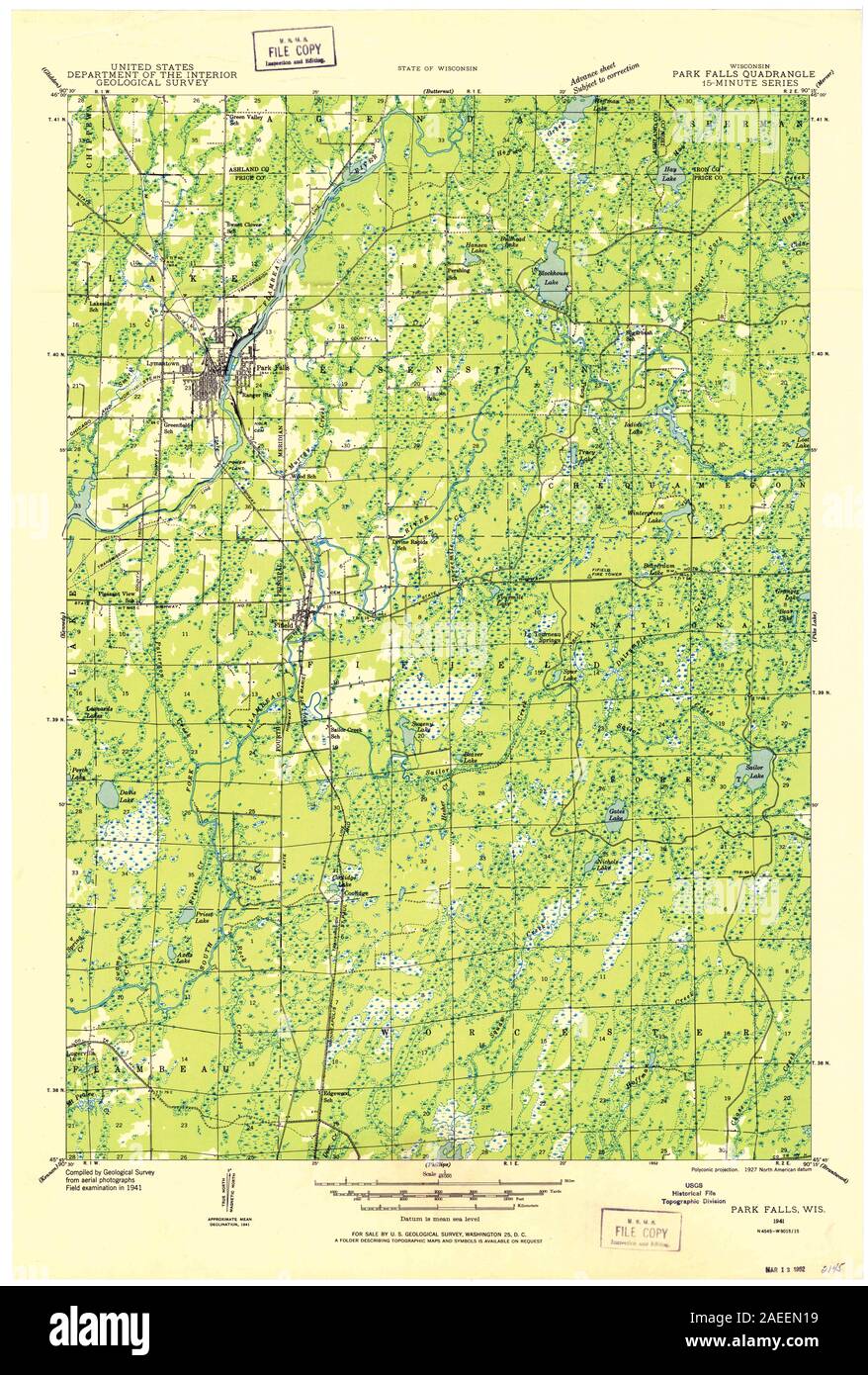 Map of park falls Cut Out Stock Images & Pictures - Alamy