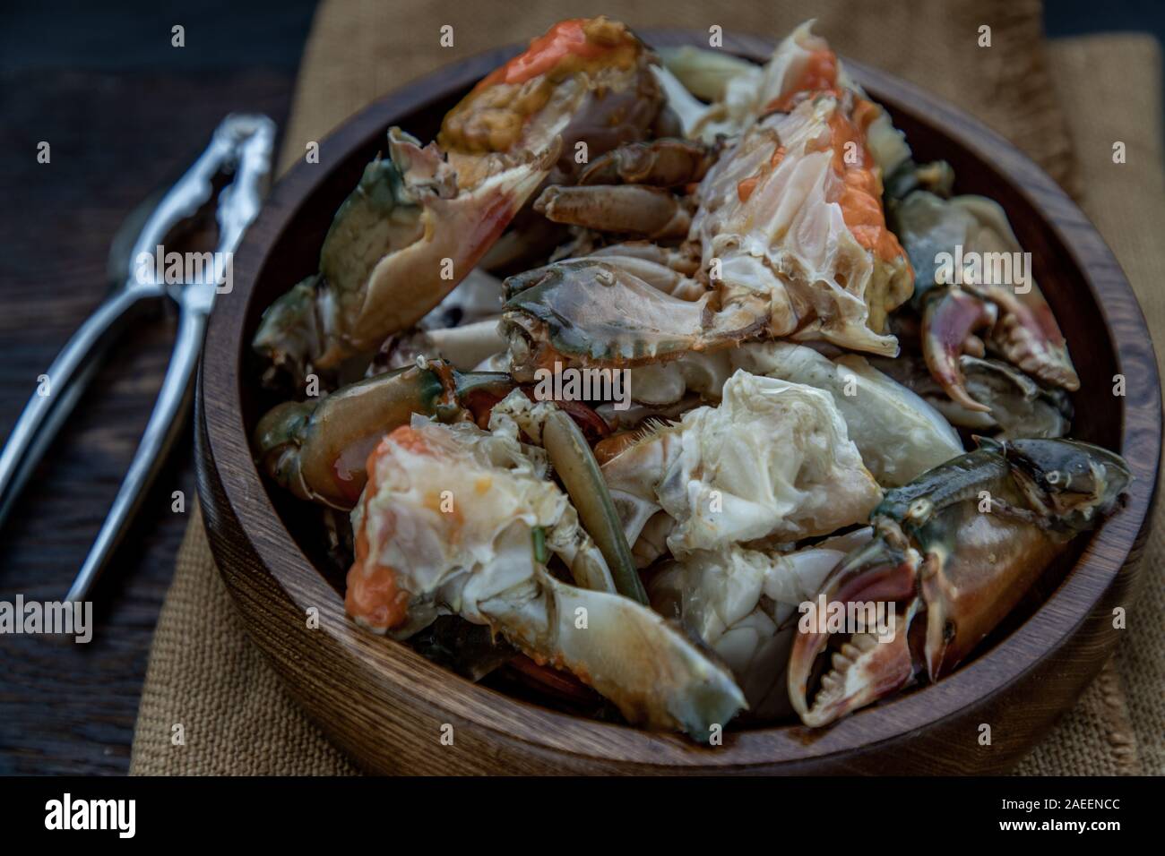 Close-up of Fish sauce-fermented Horse crab and Sea Crab Egg Pickled in ...