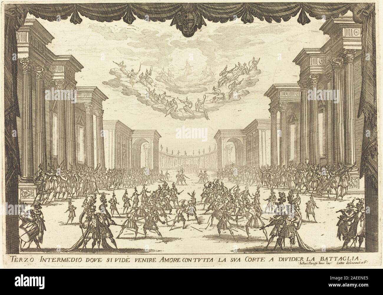 This 1617 print by Jacques Callot depicts the Third Intermezzo, showing ...