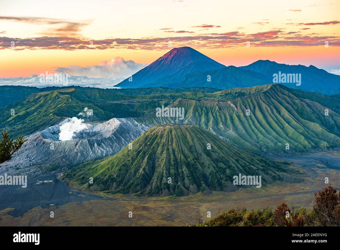 Bromo volcano at sunrise, Java Island, Indonesia Stock Photo - Alamy