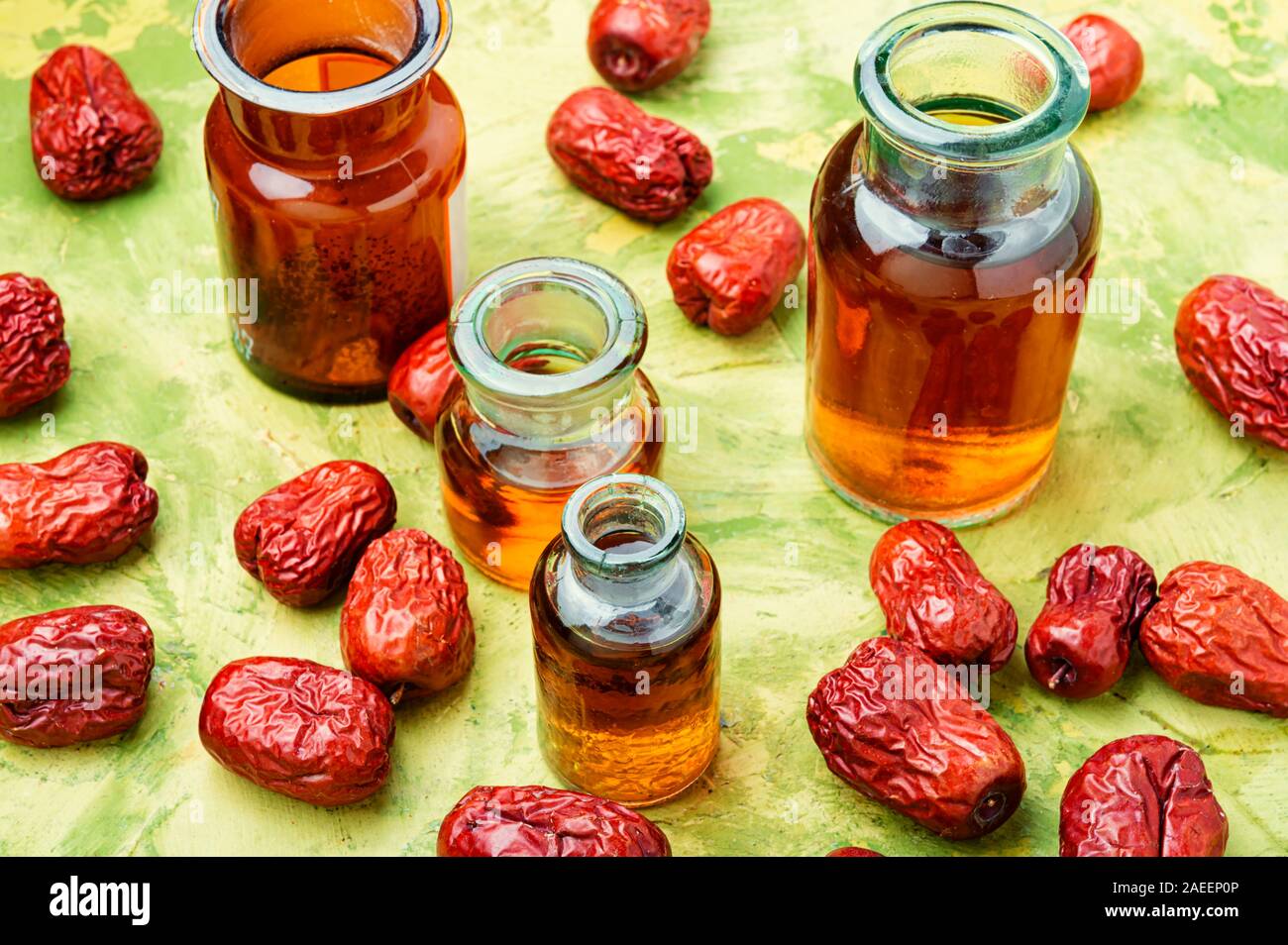 Healing tincture from unabi fruit or jujube.Chinese medicine Stock ...