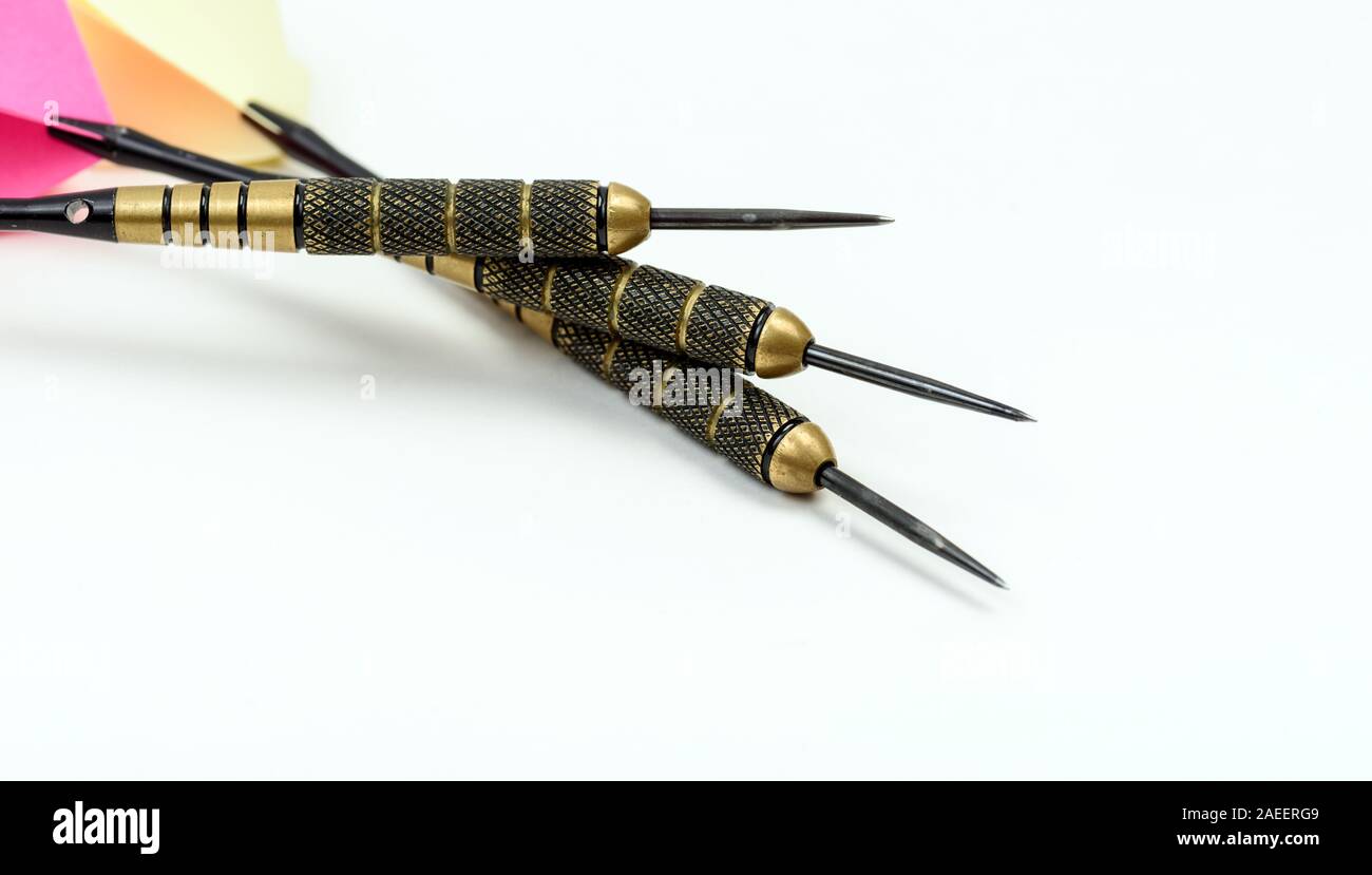 Dart arrows on white background. Competition concept Stock Photo - Alamy